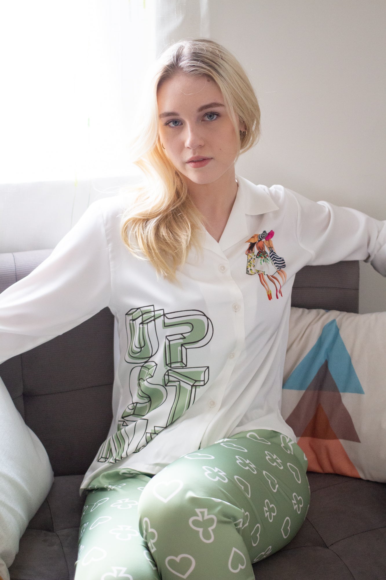 Rebecca Silk Longsleeve PJ Set | Feminism